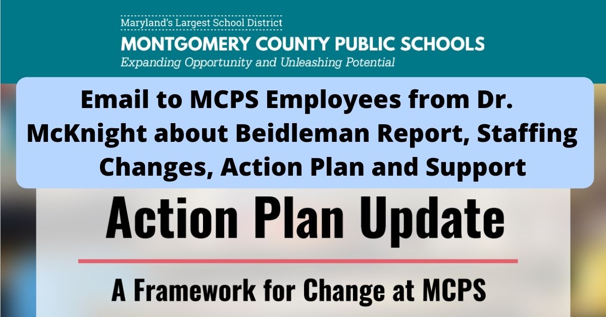 Email to MCPS Employees from Dr. McKnight about Beidleman Report ...